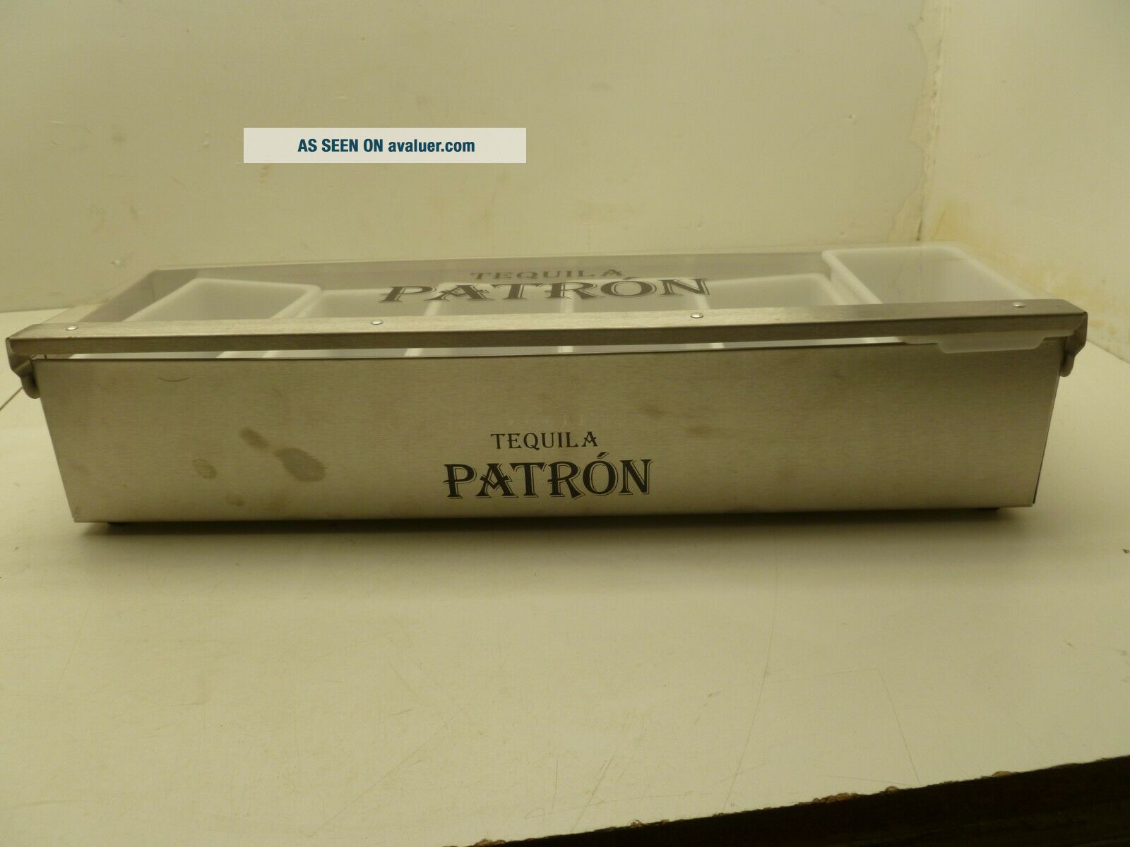 Tequila Patron 6 Compartments Condiment Tray Bar Caddy W/ Lid CROME ...