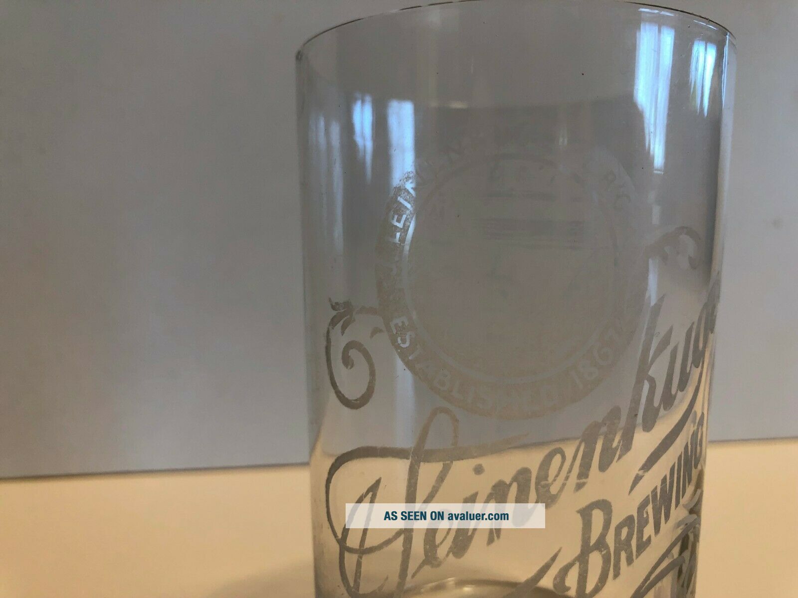 RARE LEINENKUGEL BREWING CO PRE PRO ETCHED SHELL BEER GLASS CHIPPEWA ...