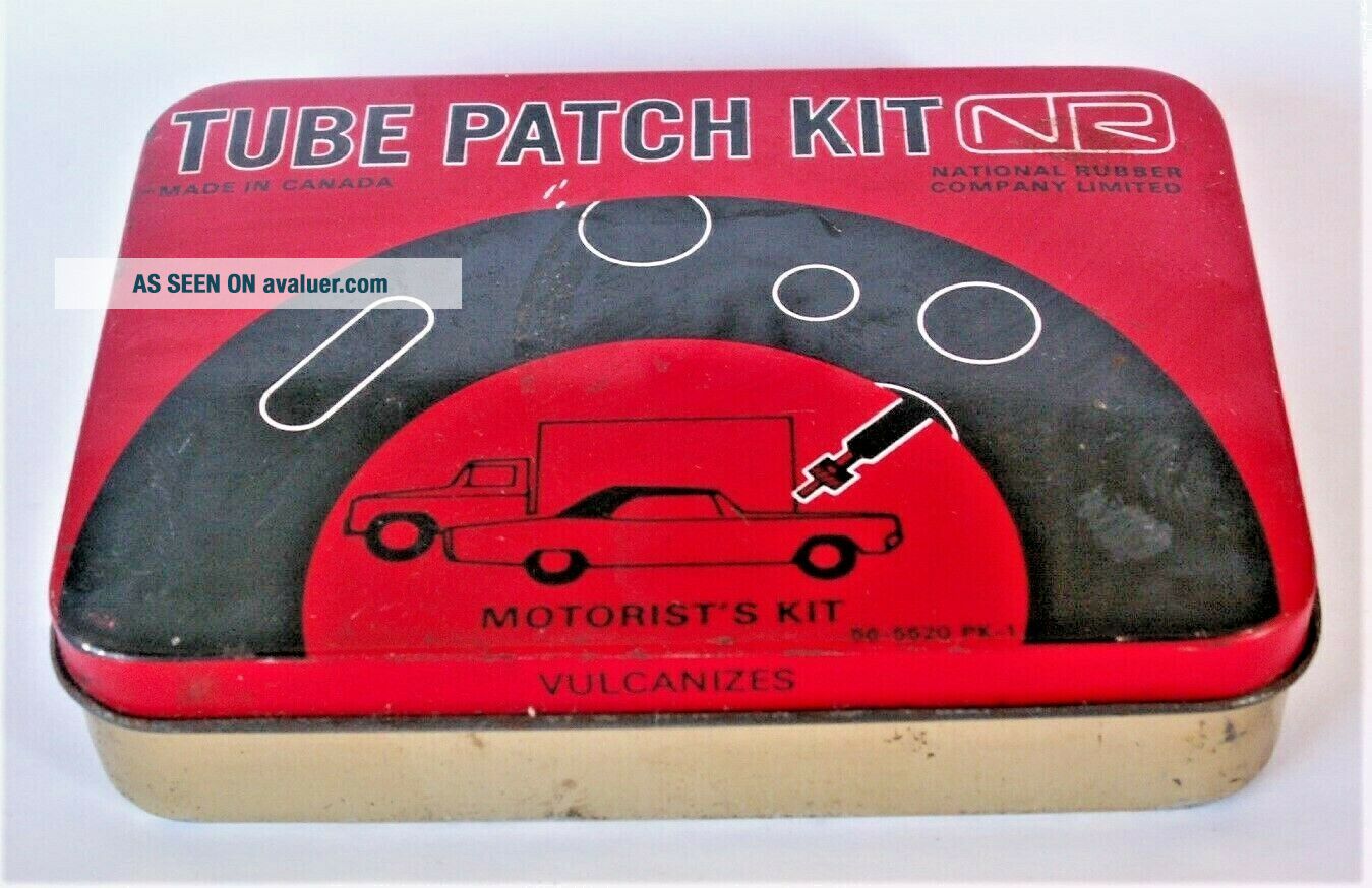 Vintage TUBE PATCH KIT Vulcanise Tin Box Tubeless Repair TIRE Motorist ...