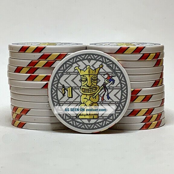 Tiki Kings 50 Ceramic Poker Chips $1 Denomination US | #1363953