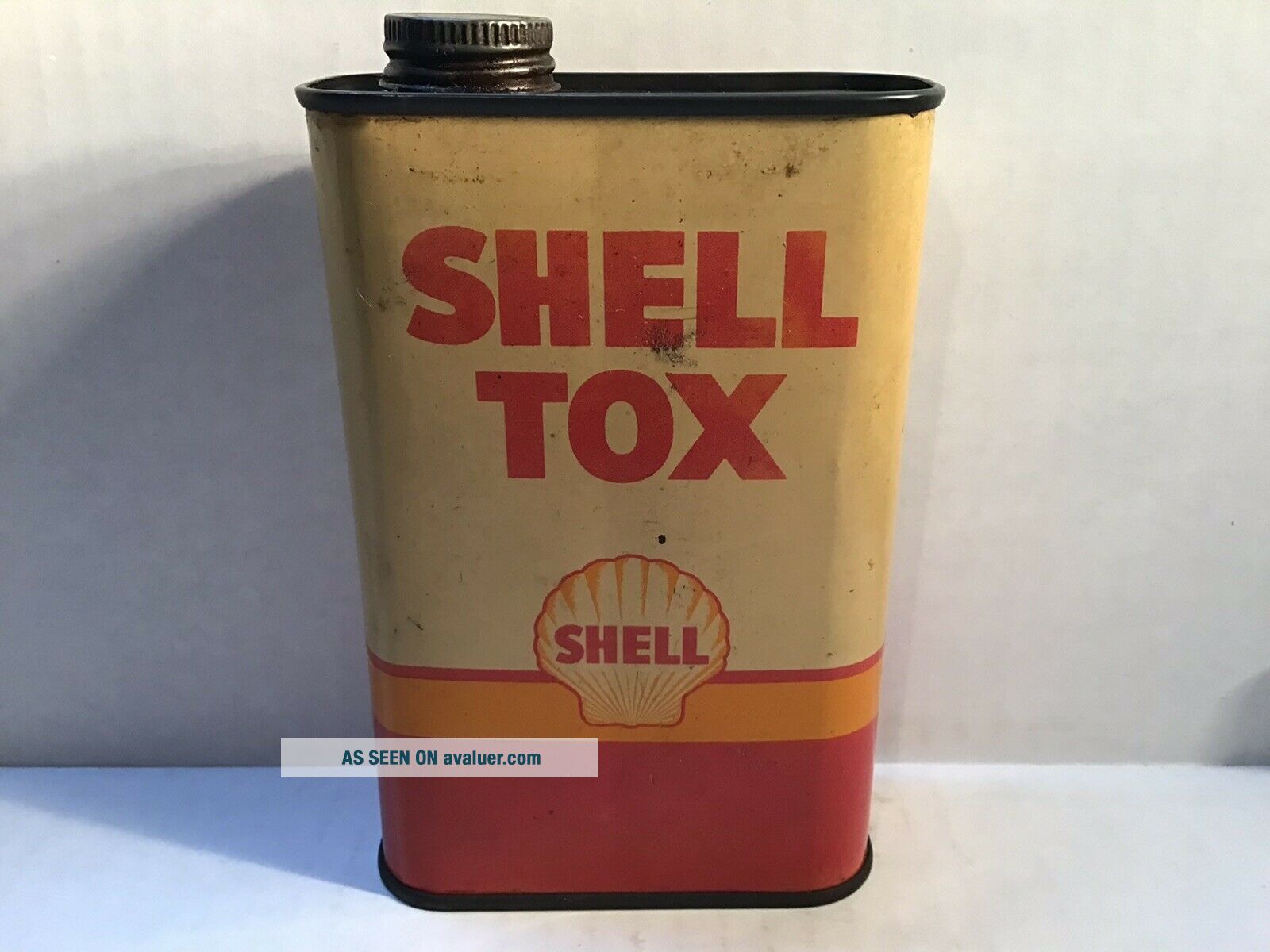 Vintage Shell TOX Very Old Logo Oil Can Gas Rare Quart Handy Gulf Mobil ...