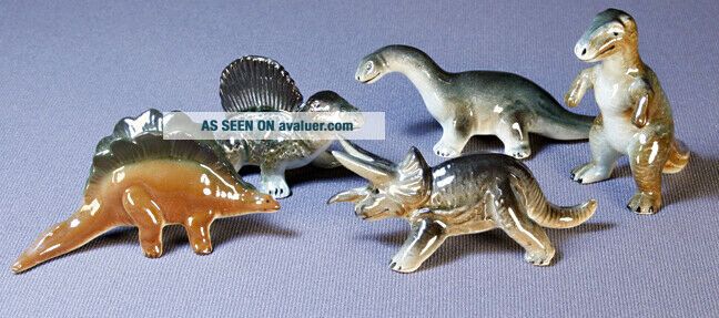 RARE COMPLETE SET OF FIVE CERAMIC SRG DINOSAUR FIGURINES FLAWLESS ...