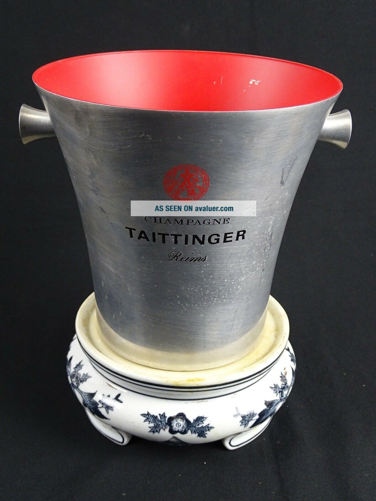 Vintage Champagne Taittinger Reims Ice Bucket On Chinese Porcelain ...