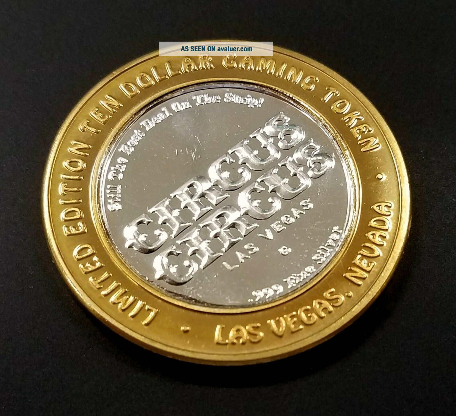 Circus Circus, Ltd Ed. $10 Gaming Token, . 999 Fine Silver Sku CC3 ...