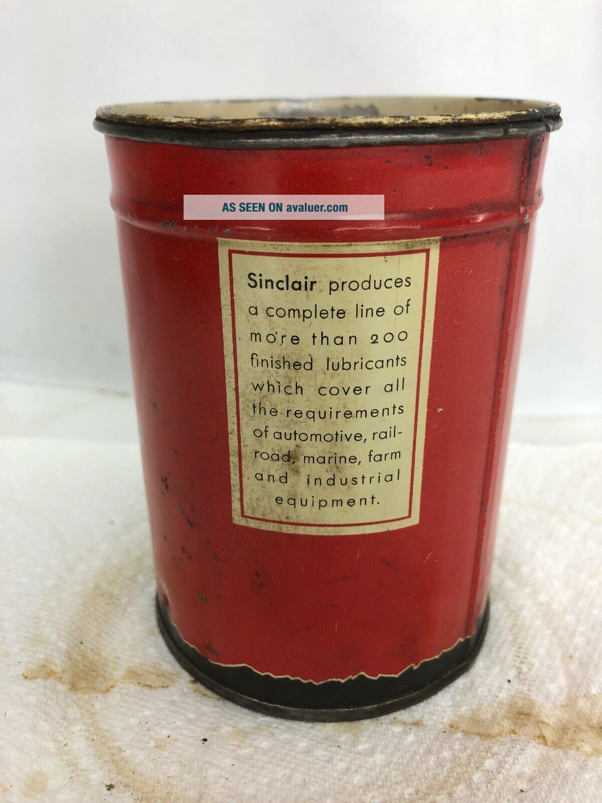 Vintage Metal Sinclair Axle Grease 1 Pound Lb Oil Can Red Dino | #1466583
