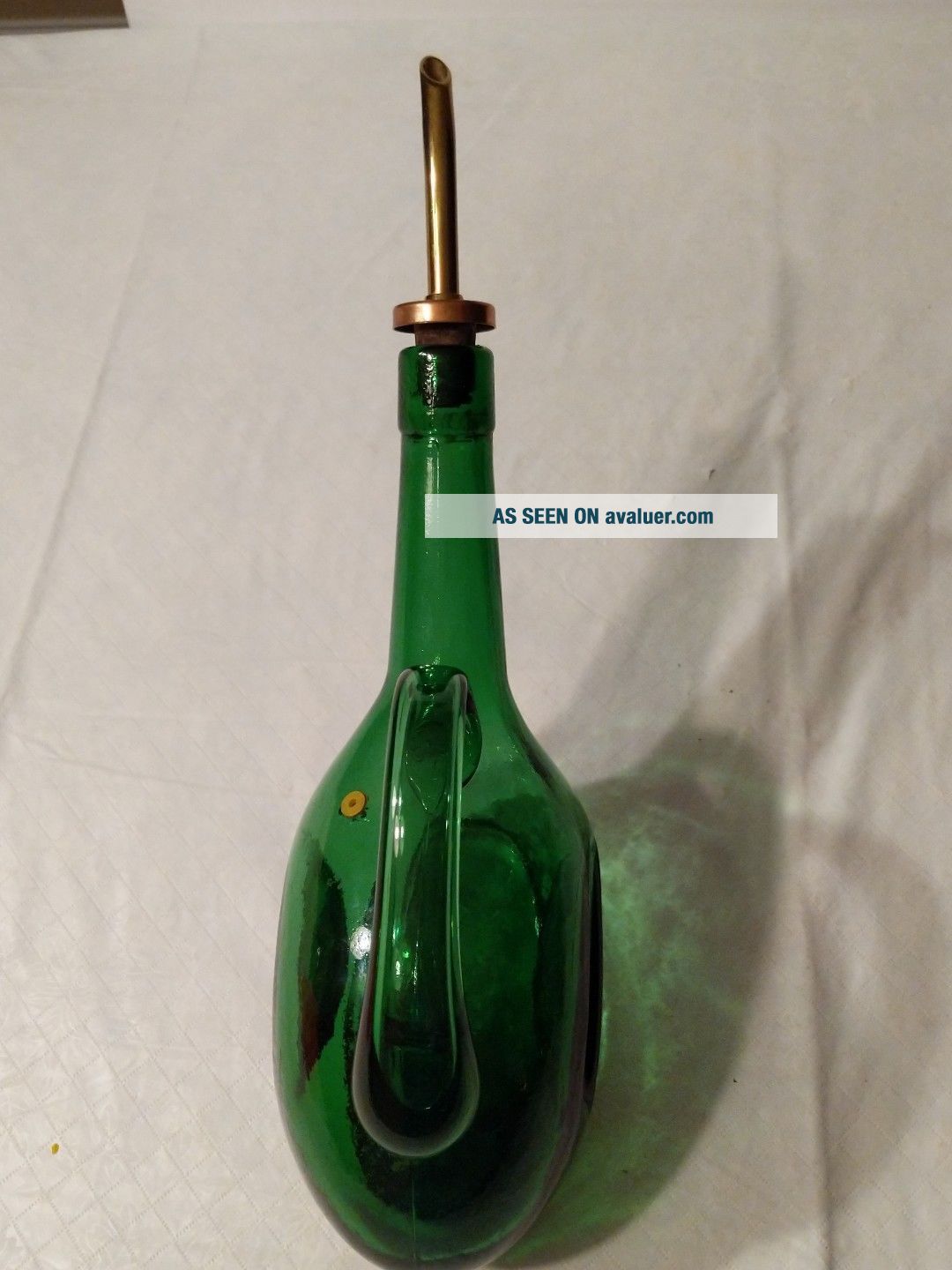 Vintage Brevetto Heavy Weight Green Glass Decanter W/Copper Stopper ...