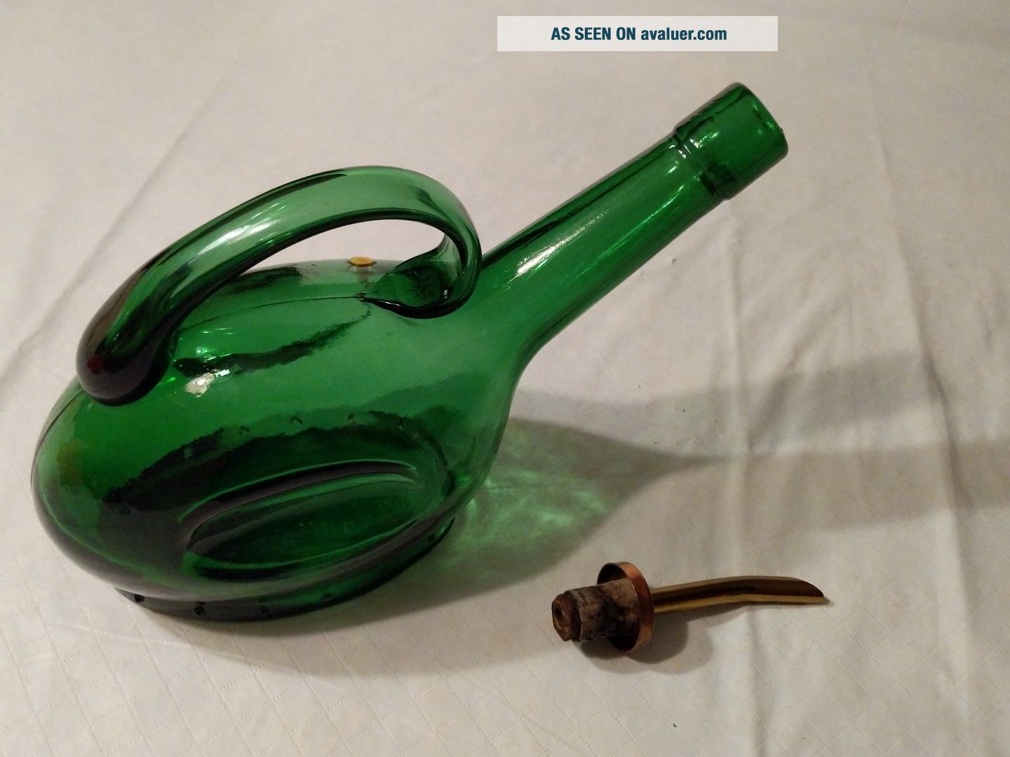 Vintage Brevetto Heavy Weight Green Glass Decanter W/Copper Stopper ...