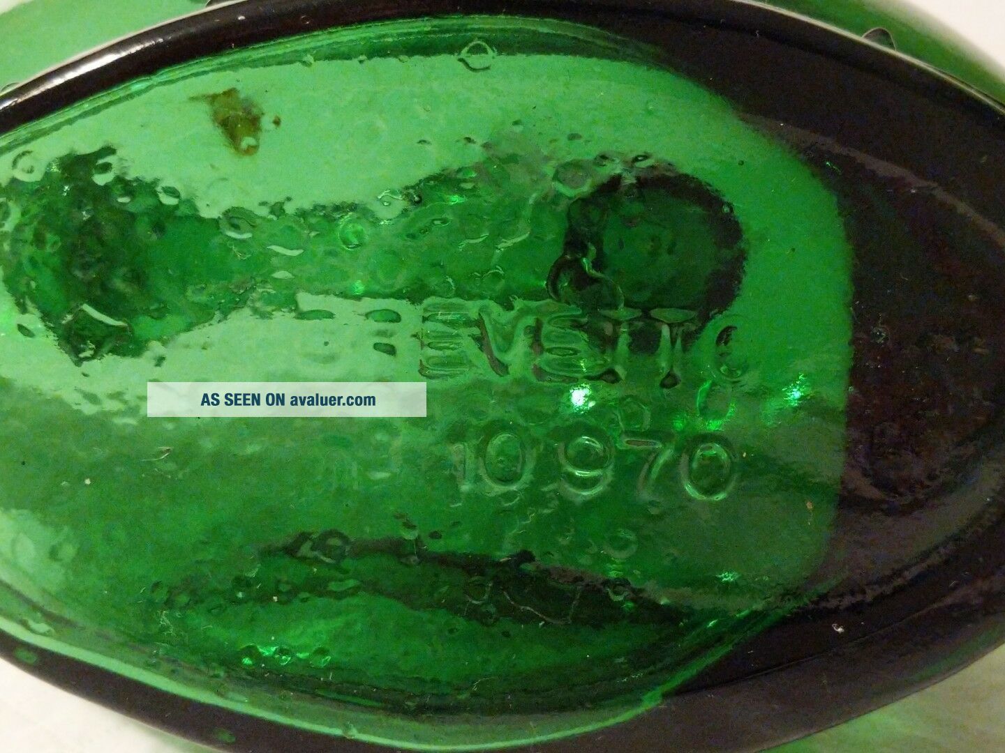 Vintage Brevetto Heavy Weight Green Glass Decanter W/Copper Stopper ...