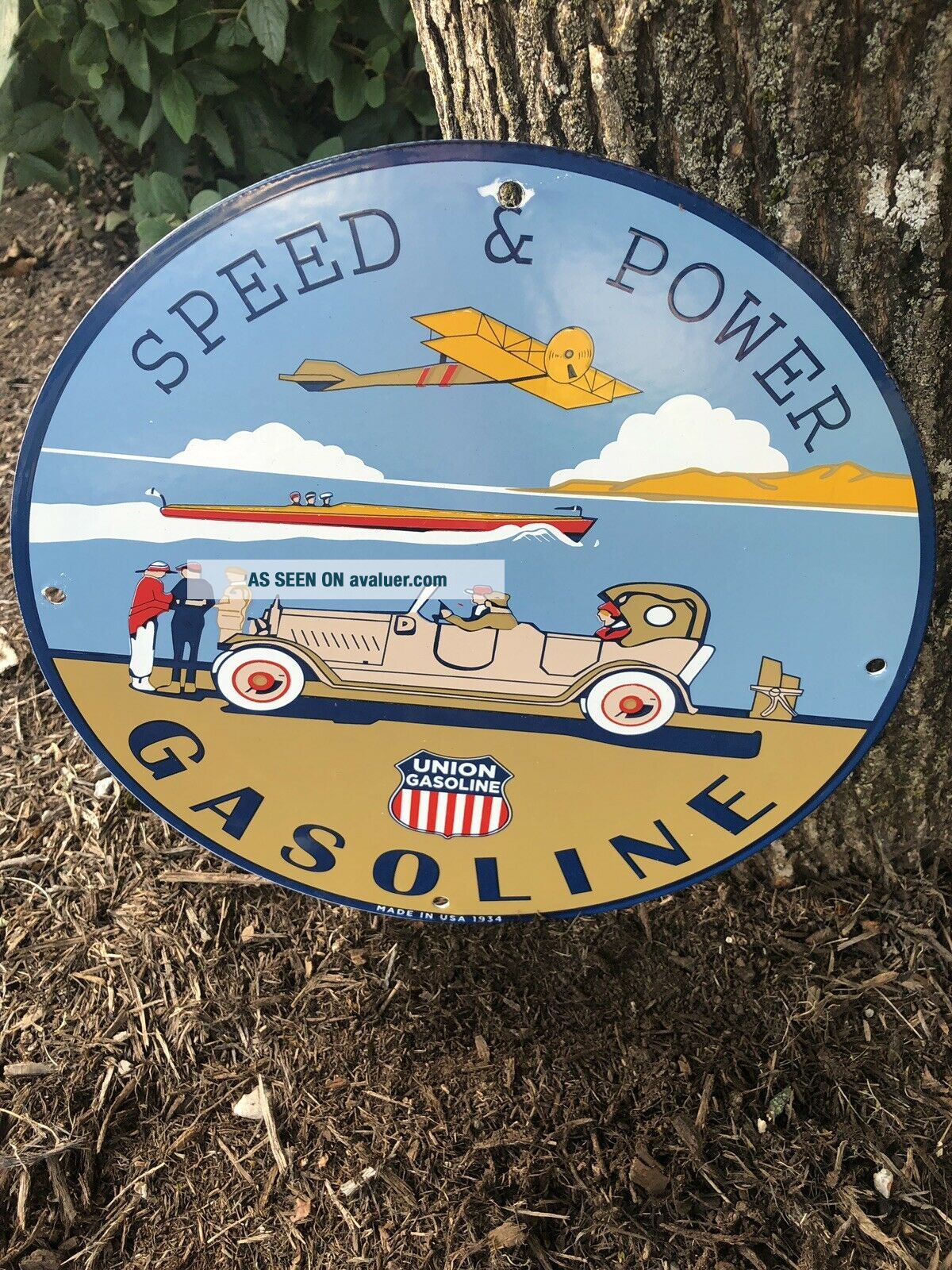 VINTAGE UNION GASOLINE PORCELAIN ENAMEL SIGN GAS OIL PUMP PLATE Marked ...