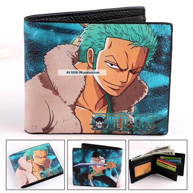 Anime One Piece Zoro Wallet Bifold Purse Card Holder Money Clip ...