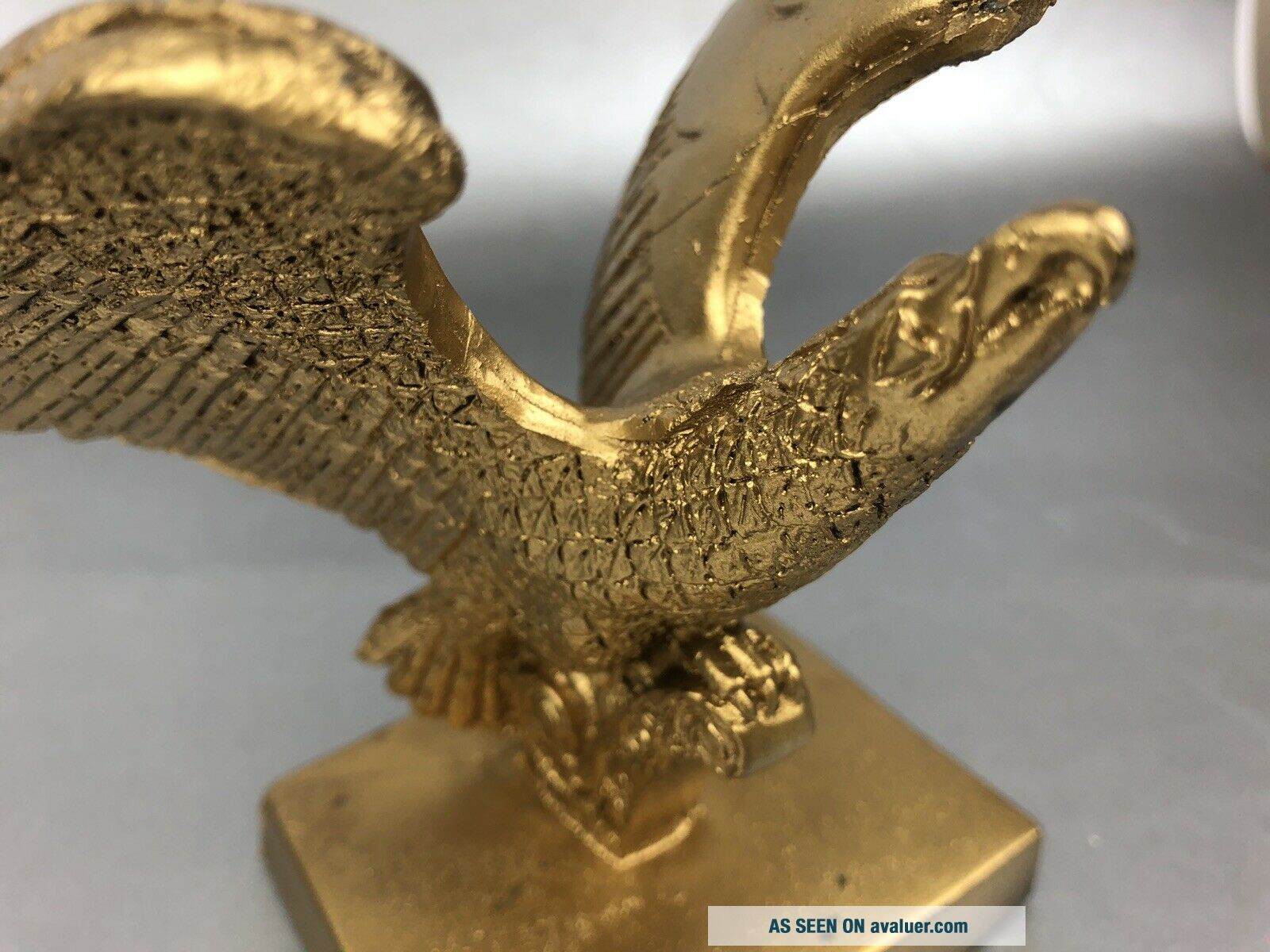 Carved Wood Gilded American Eagle Statue Marked Un Art USA | #1589217