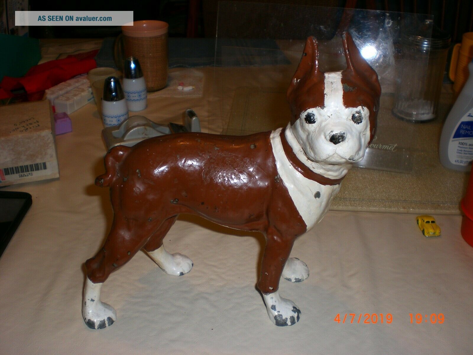 VINTAGE HUBLEY CAST IRON BOSTON TERRIER BULLDOG PAPERWEIGHT | #1617415