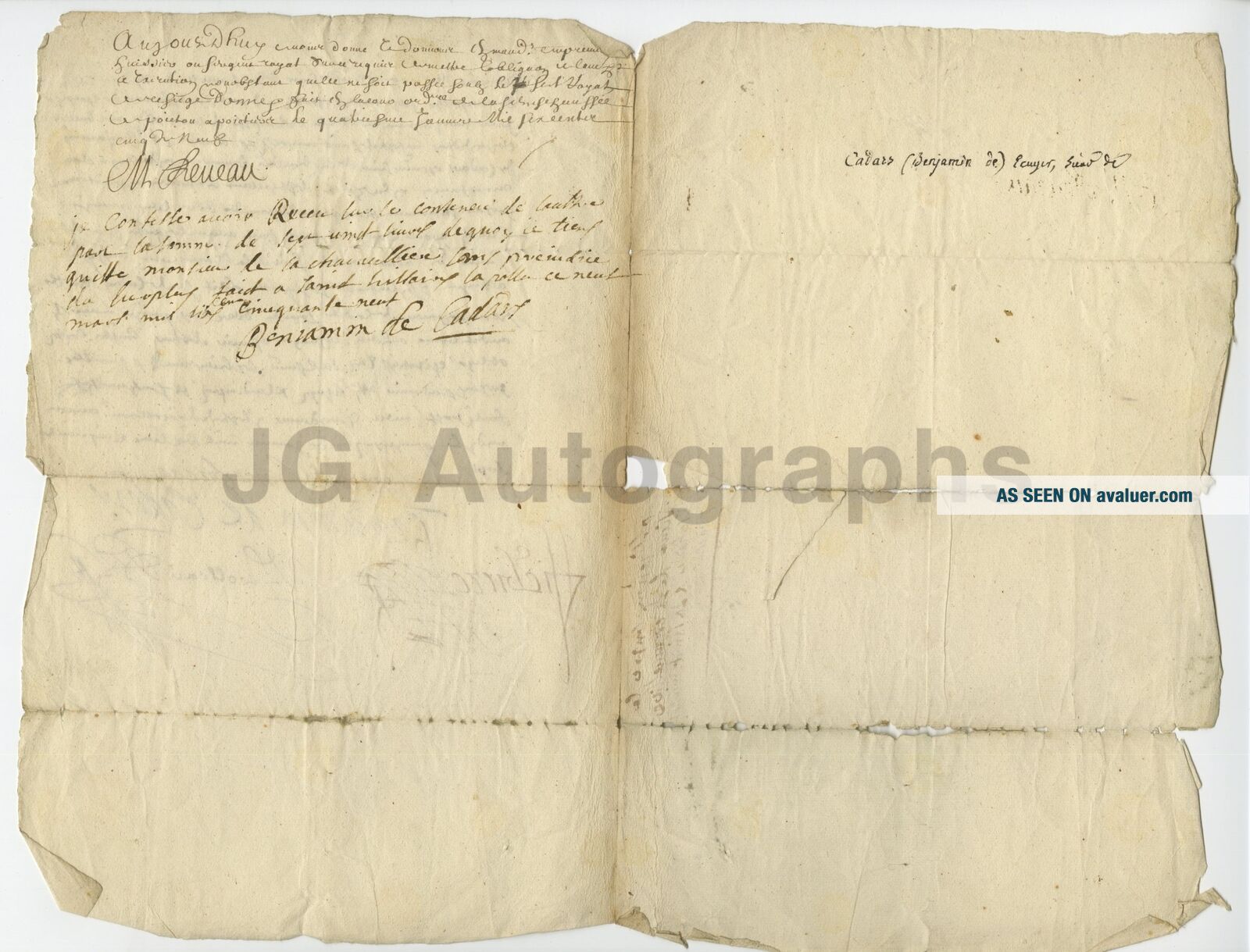 18th Century French Signed Manuscript Document - Ca. 1700s | #1548334