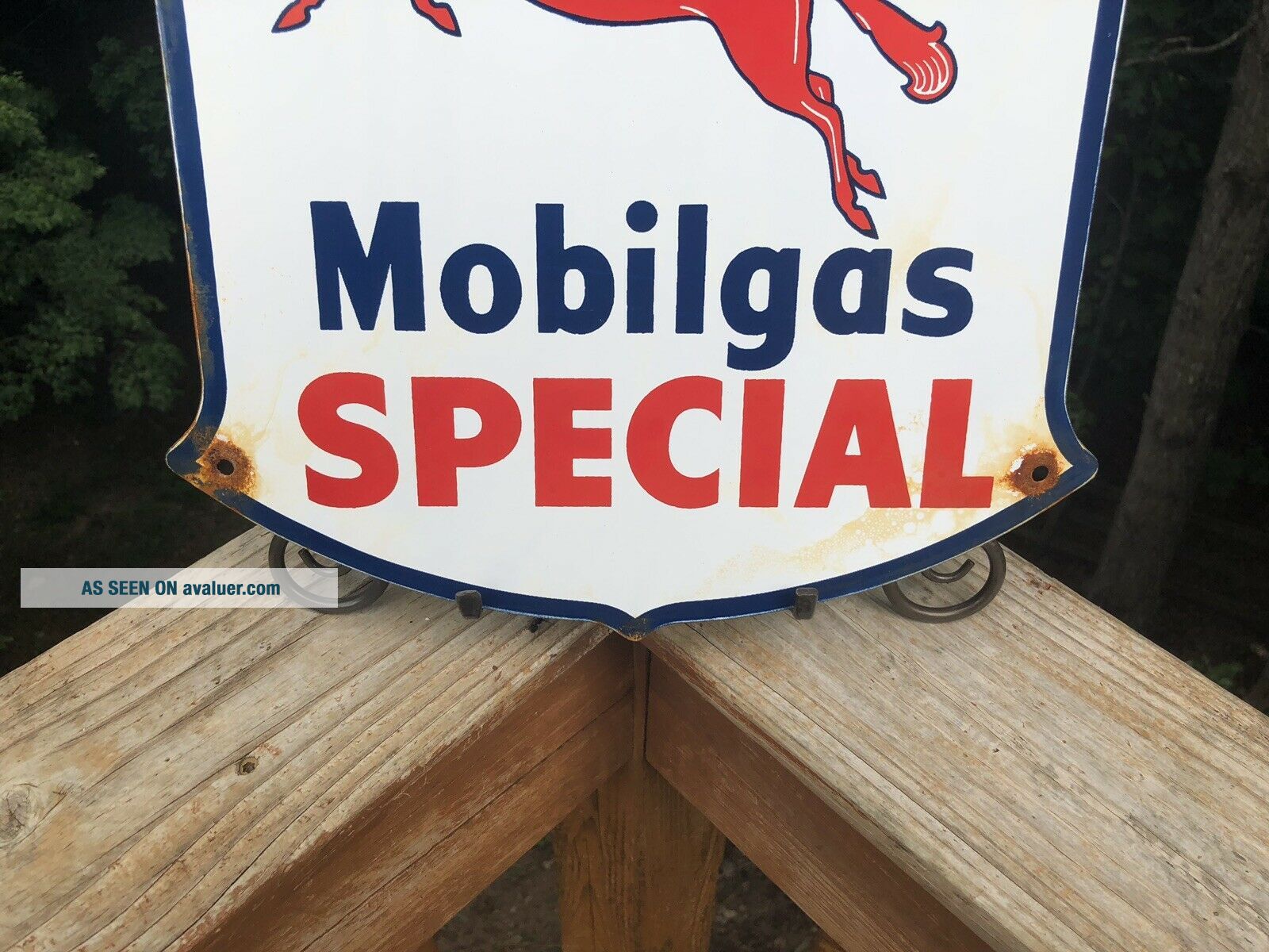 VINTAGE MOBILGAS SPECIAL PORCELAIN GAS STATION PUMP SIGN | #1672217