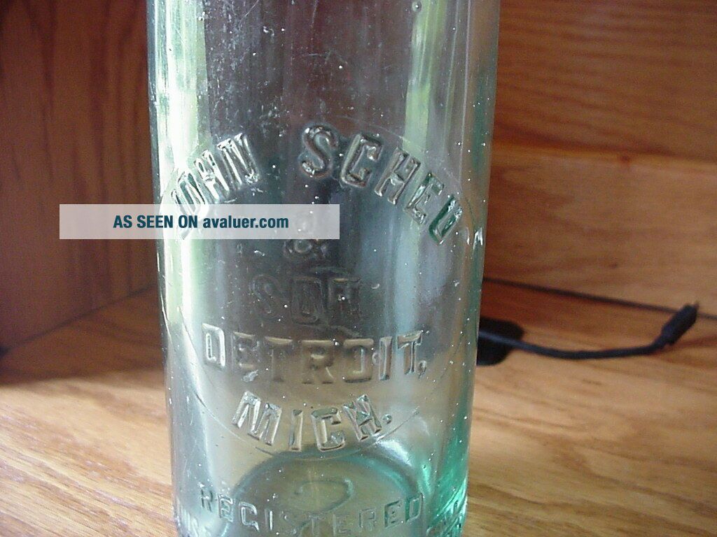 John Scheu Detroit MI Glass Soda Pop Bottle | #1693817