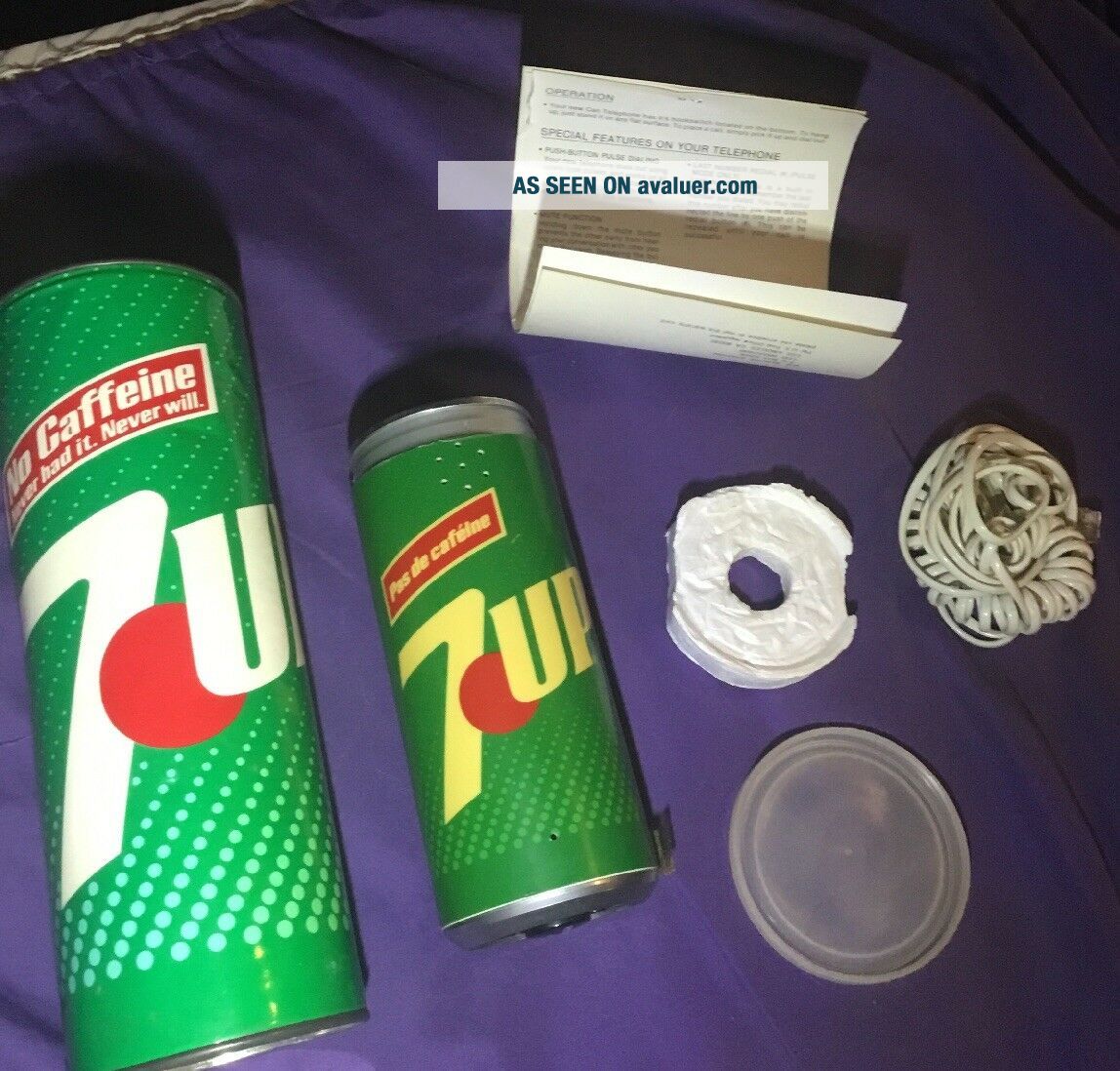 1970’s Vintage NOS 7up Novelty Telephone Phone In Can With All Inserts ...