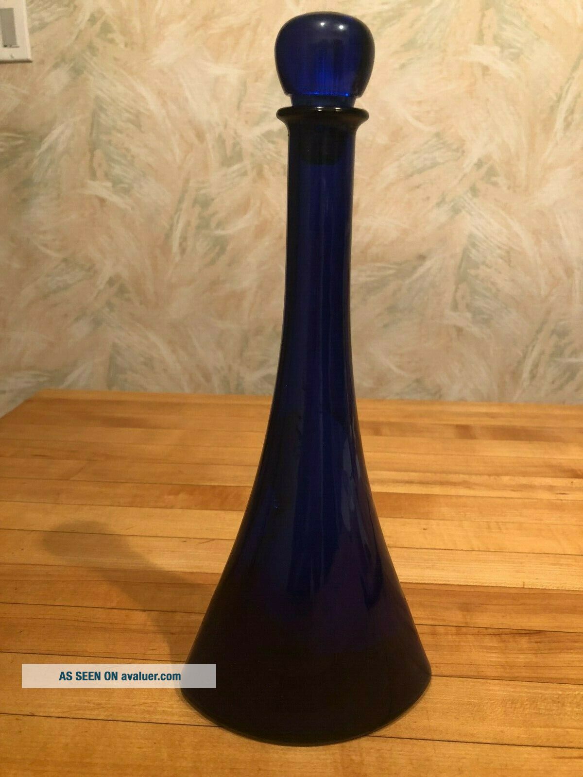 Cobalt Blue Glass Triangle Shaped Wine Bottle 50 Cl With Matching Cork ...