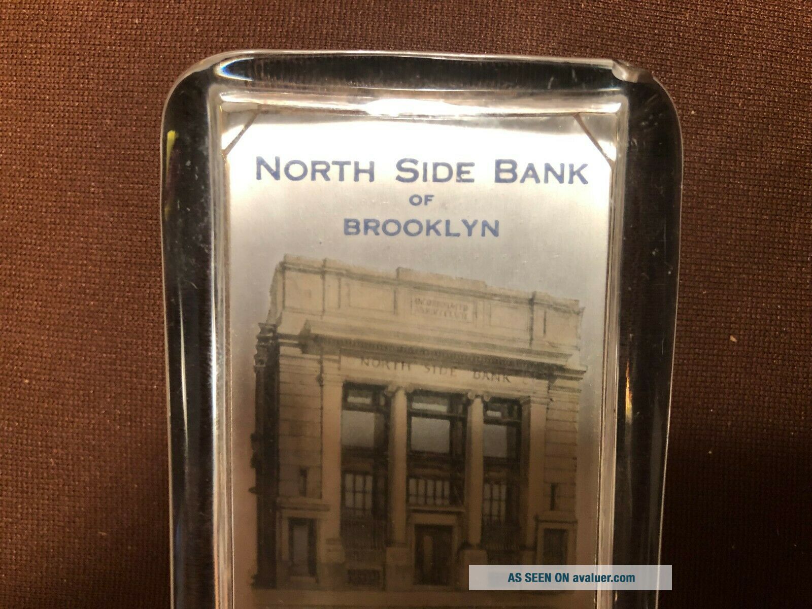 Vintage NORTH SIDE BANK Of BROOKLYN York Glass Paperweight With MIRROR ...