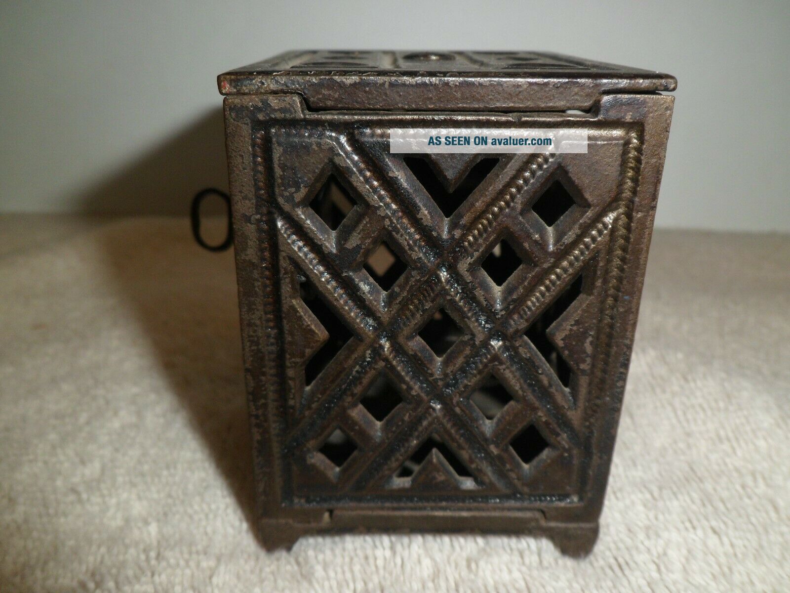 Antique 1891 Cast Iron Bank With Skeleton Key - | #1660019