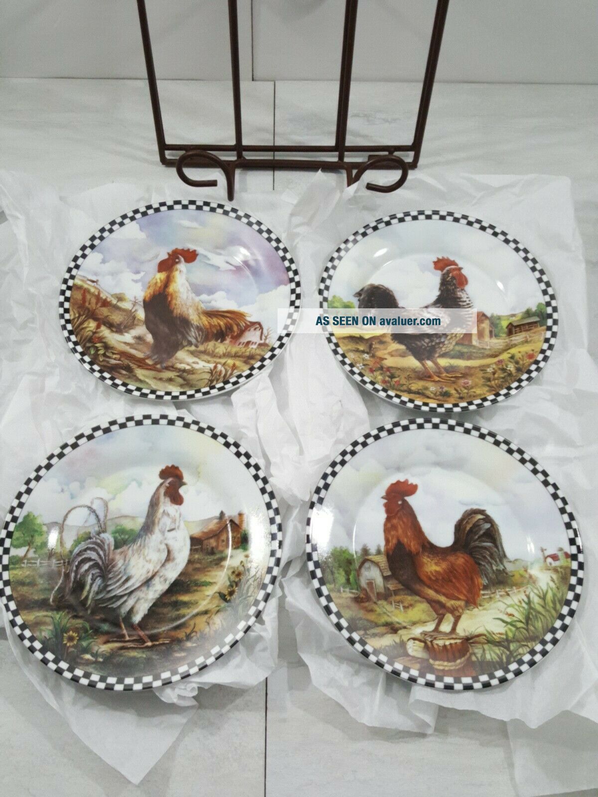 Rooster Kitchen Decor Wall Plates And Metal Rack | #1757931
