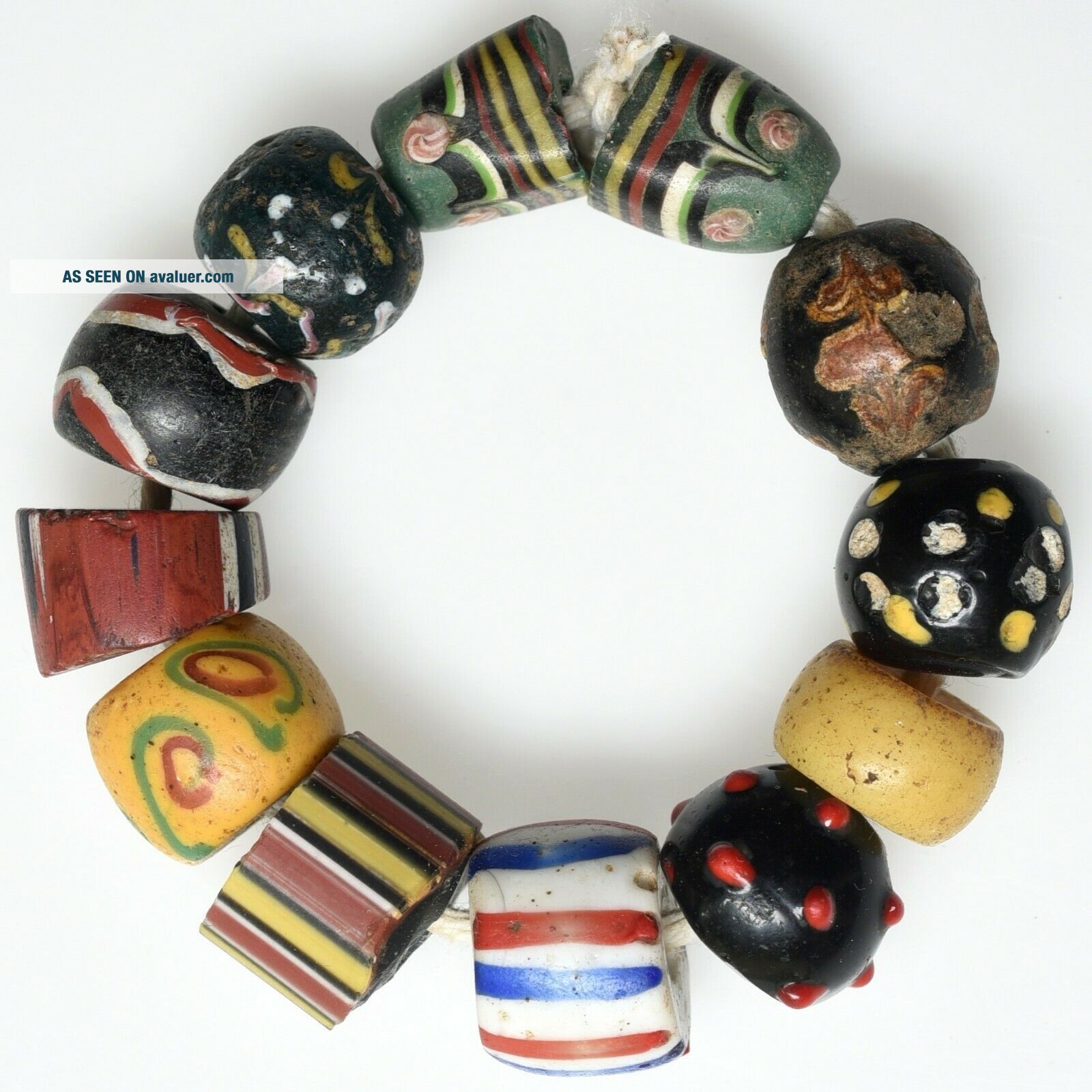 12 Mixed Old Venetian Glass Beads - African Trade Beads | #1756449