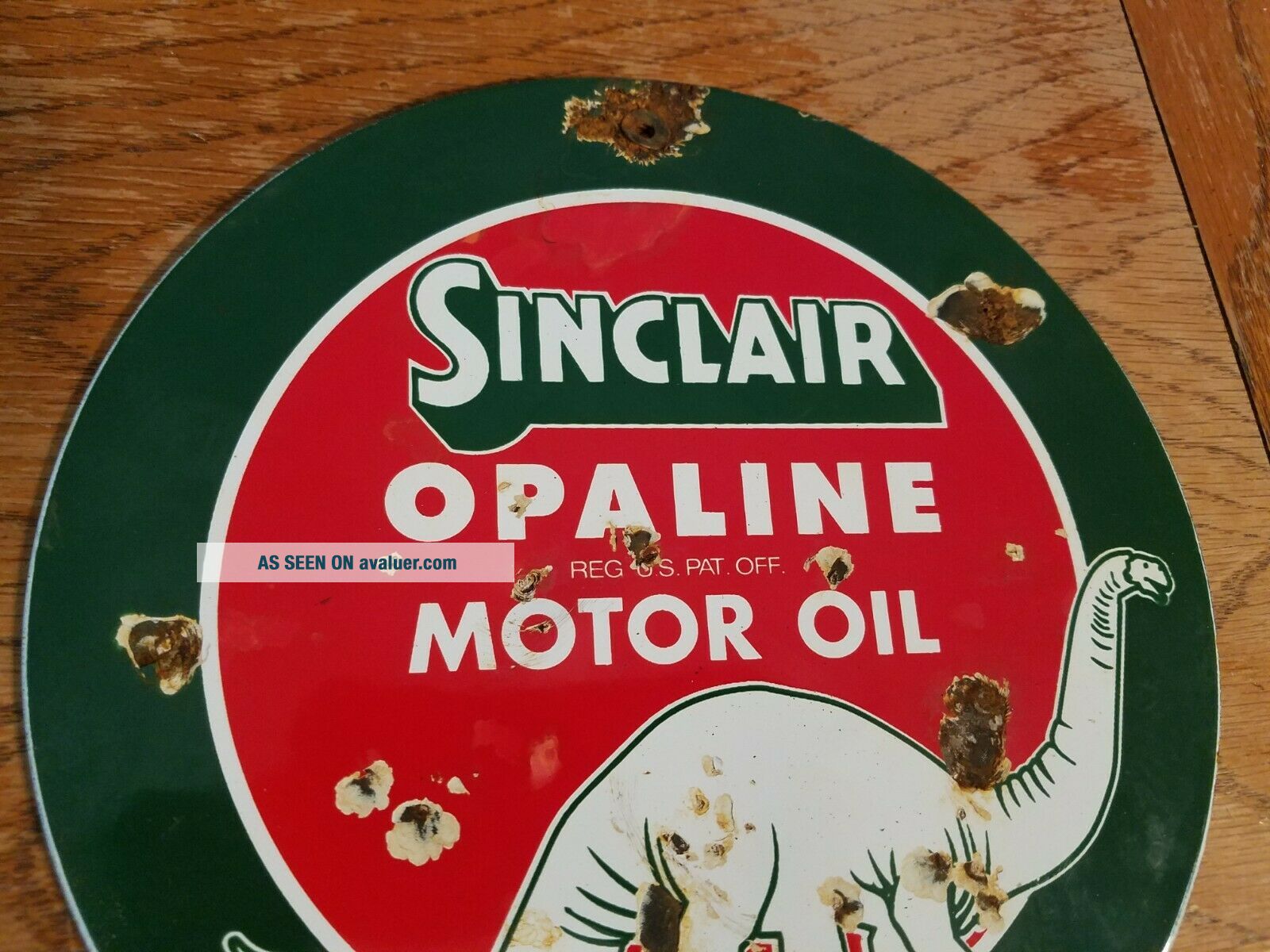 Sinclair Opaline Motor Oil Porcelain Sign Oil Gas Station Dinosaur Farm ...