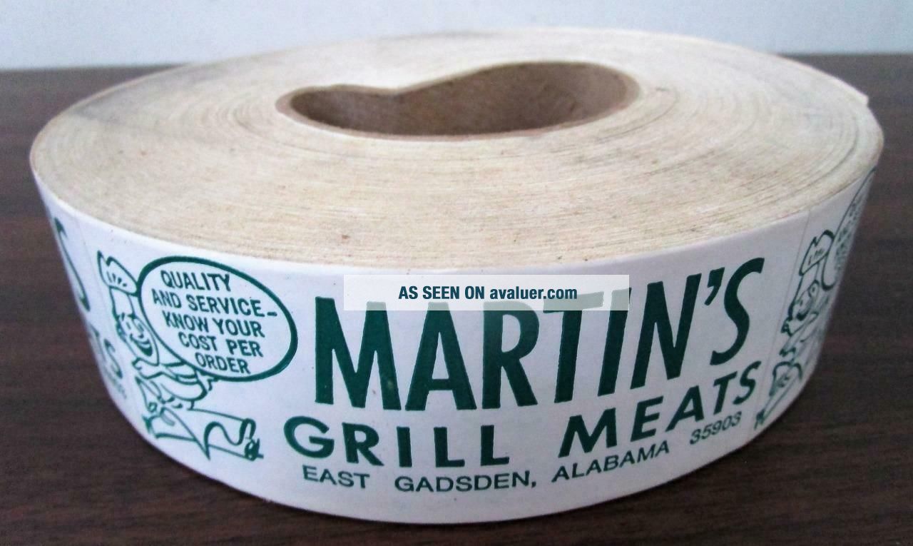 VTG NOS MARTIN ' S GRILL MEATS EAST GADSDEN AL GROCERY STORE LABEL ...