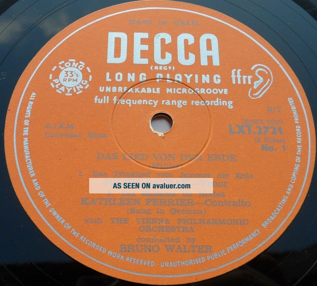Mahler Das Lied Von Der Erde Walter Ferrier Patzak Decca LXT 2722 2 Lp ...