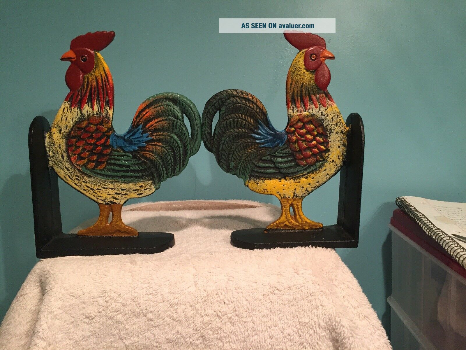 Cast Iron Set Of 2 Rooster Bookends. | #1862538