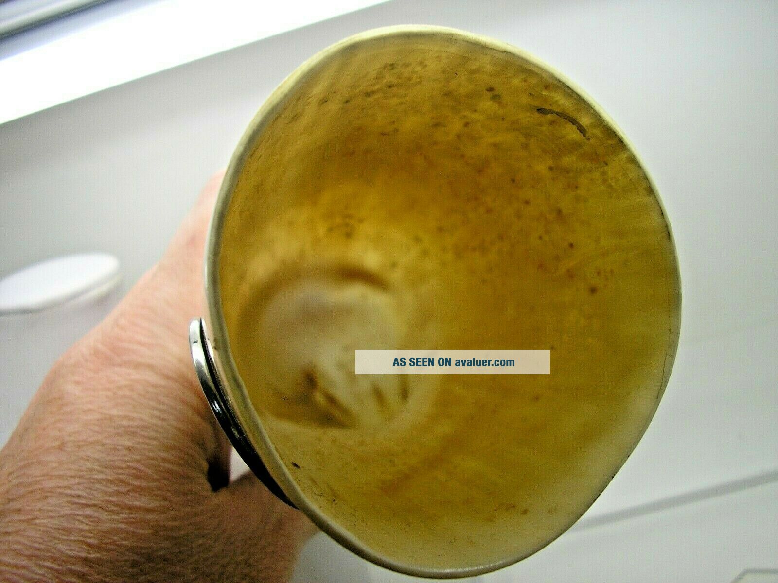 Viking Cow Horn Drinking Cup With Silver Ship Decal | #1937044