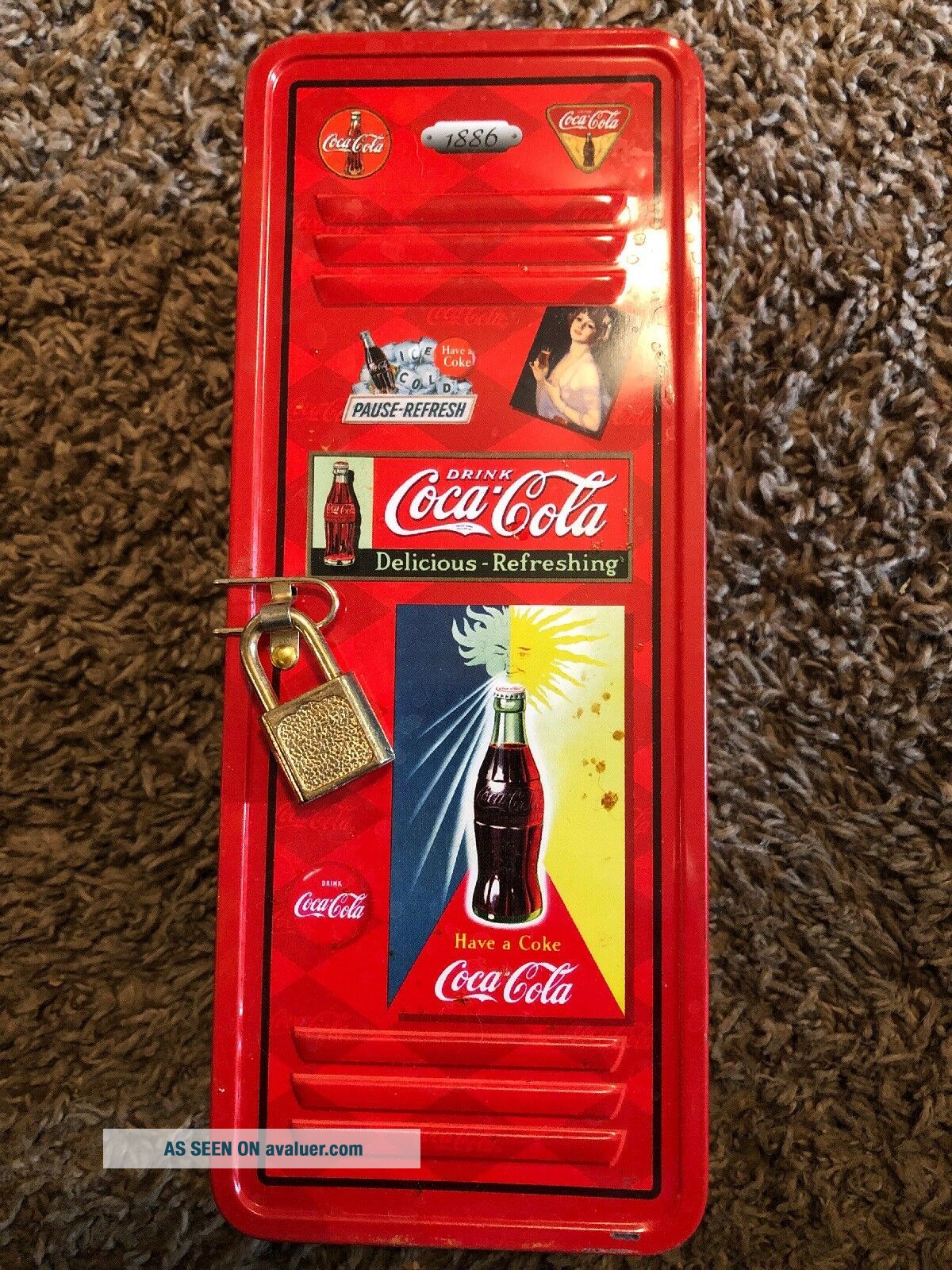 Soda Coca Cola Coke Locker Tin With Lock & Key Red Metal Container ...