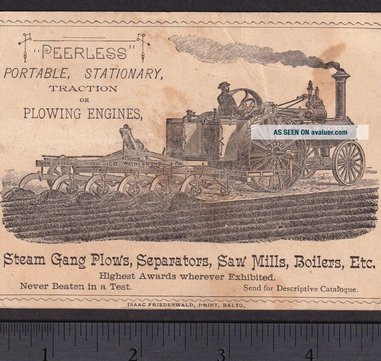 Peerless Steam Tractor 1800 ' S Plowing Traction Engine Geiser PA Farm ...