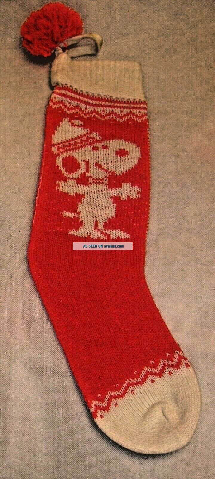 Hallmark Snoopy Peanuts Red & White Knit Christmas Stocking Vintage 20 ...