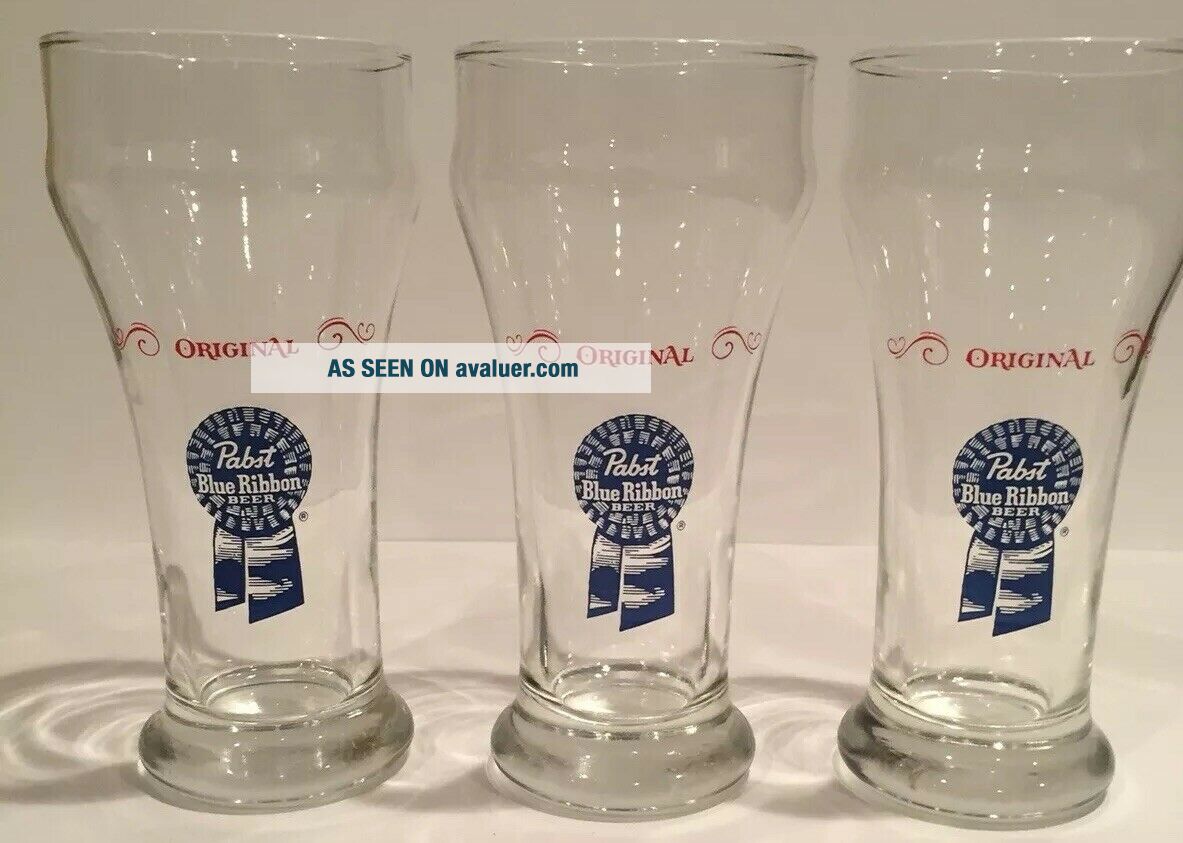 Pabst Blue Ribbon Beer Vintage Tap Glasses. Set Of Three PBR Glasses ...