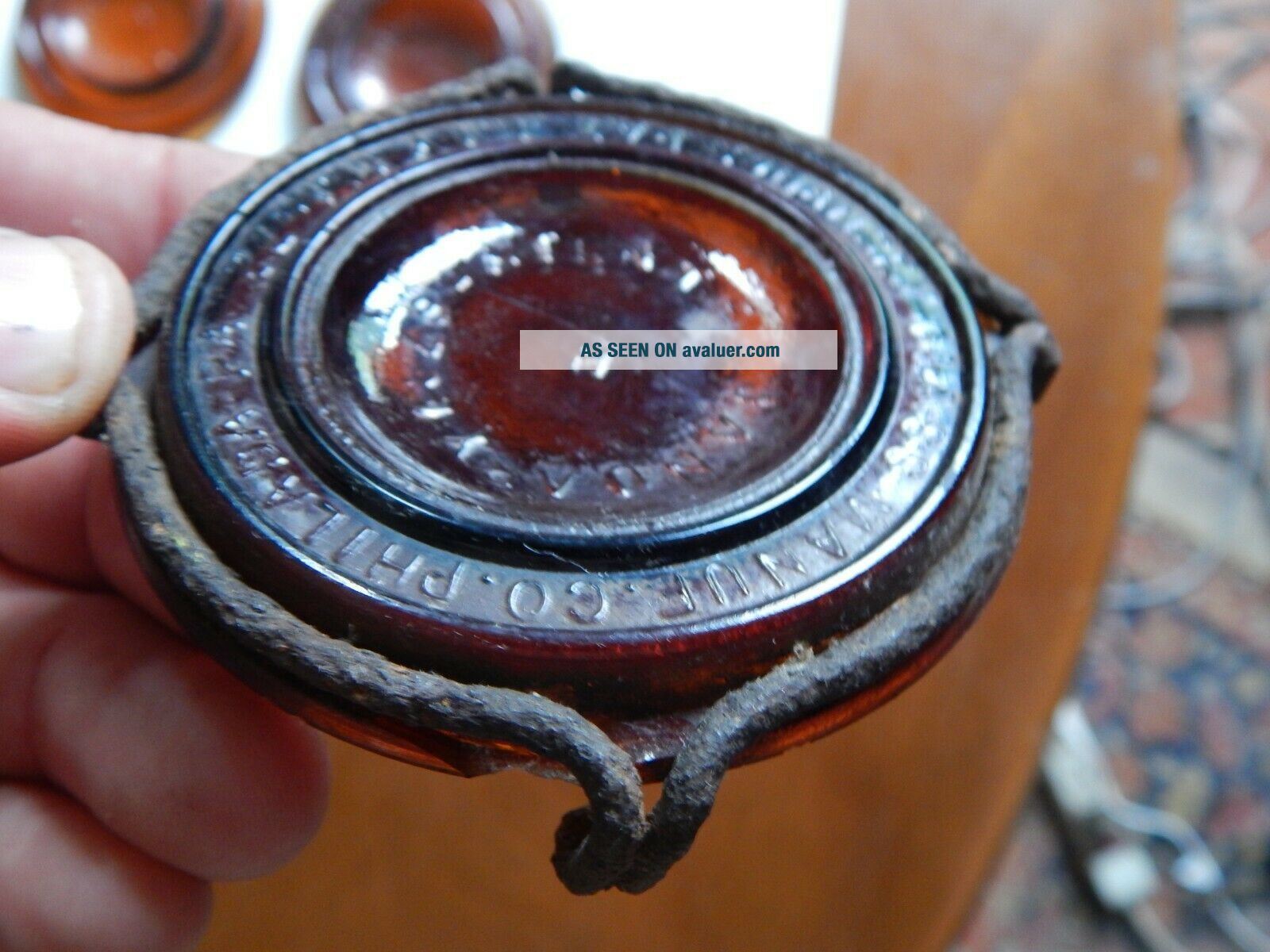 8 Amber Cohansey Fruit Jar Lids, 1 With Clamp | #1934688