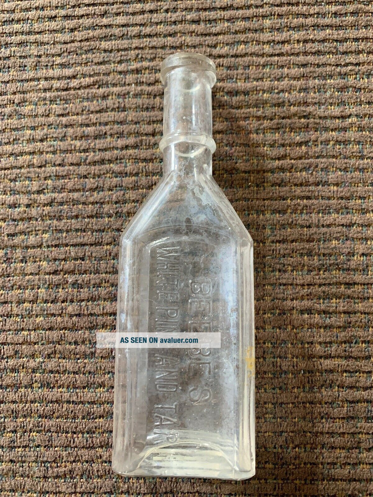 Vintage Beebe’s White Pine And Tar Glass Bottle 6” ESTATE | #2023392