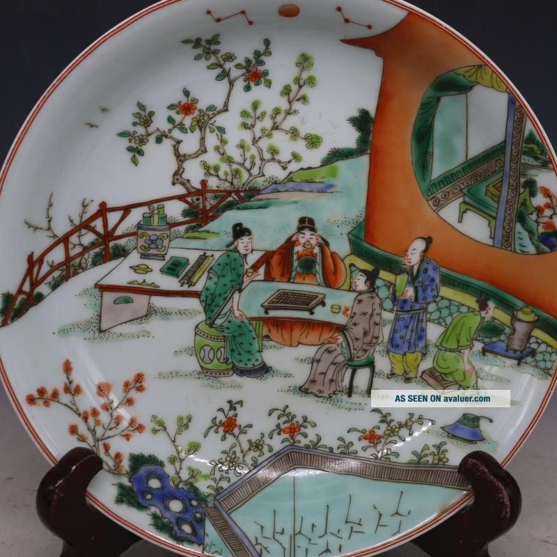 CHINESE OLD MARKED WUCAI COLORED CHARACTER STORY PATTERN PORCELAIN ...