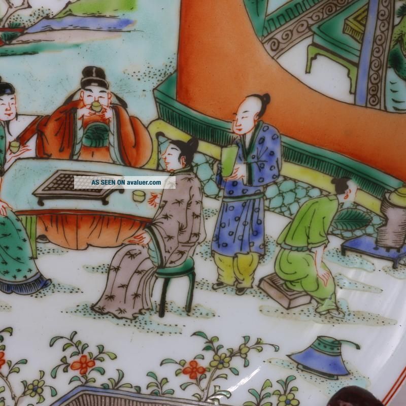 CHINESE OLD MARKED WUCAI COLORED CHARACTER STORY PATTERN PORCELAIN ...