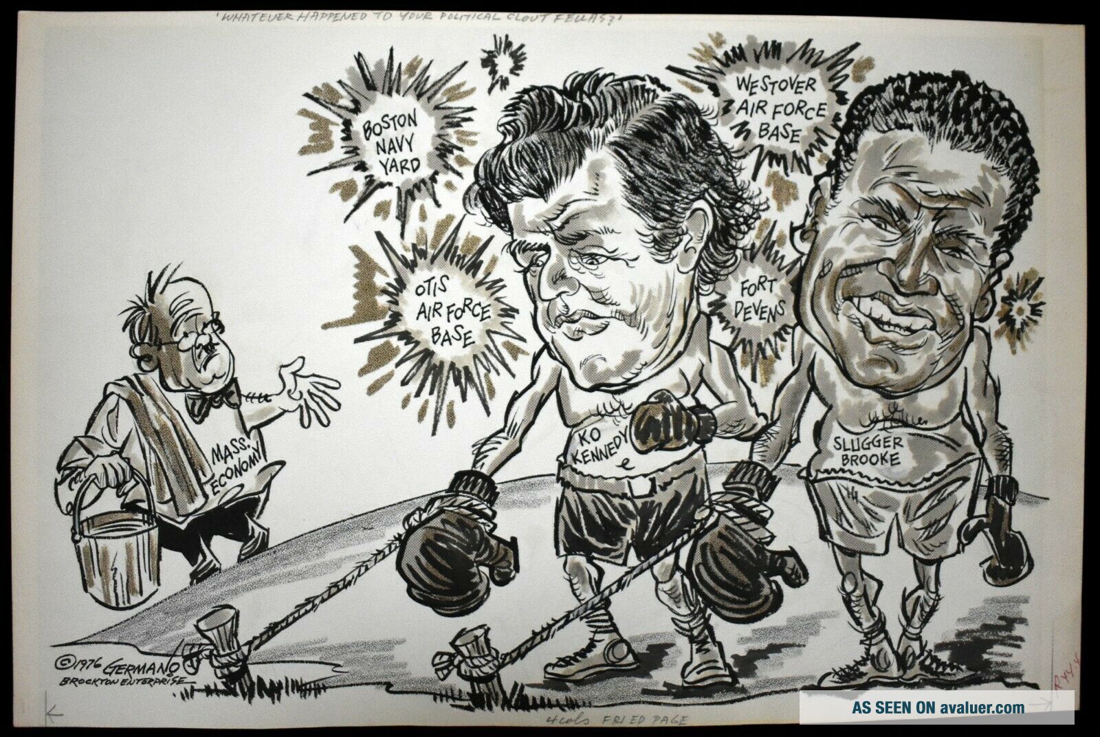 1976 Ted Kennedy Knockout Military Bases Cartoon Art By Eddie Germano ...