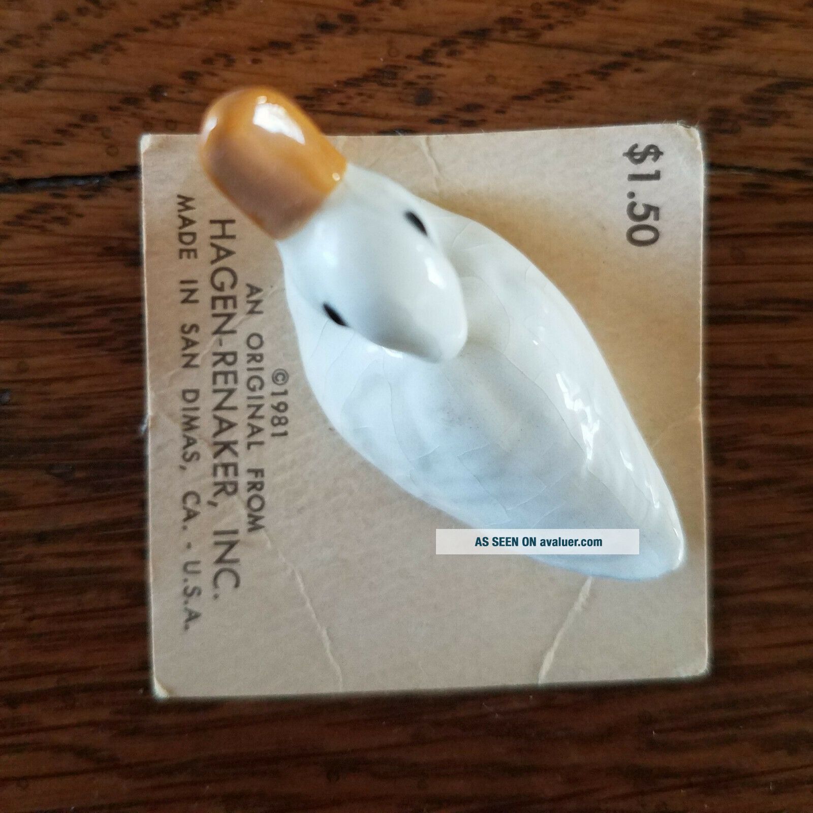 1981 HAGEN RENAKER Miniature Swimming Duck ON CARD. | #2240089