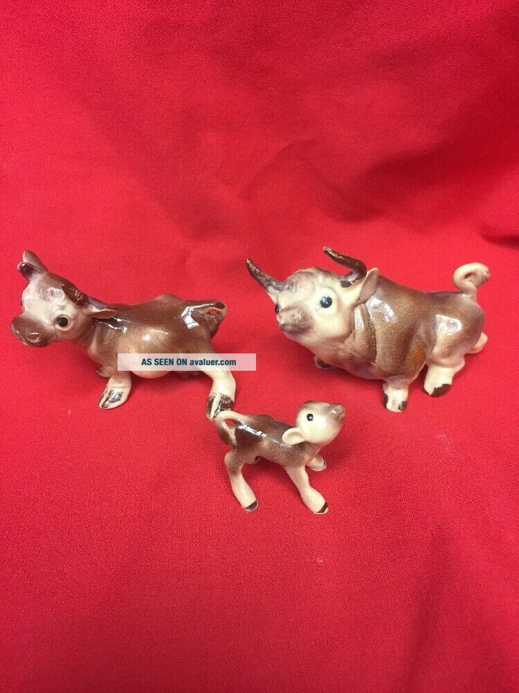 VINTAGE MINIATURE HAGEN RENAKER BULL FAMILY COW BABY | #2285695