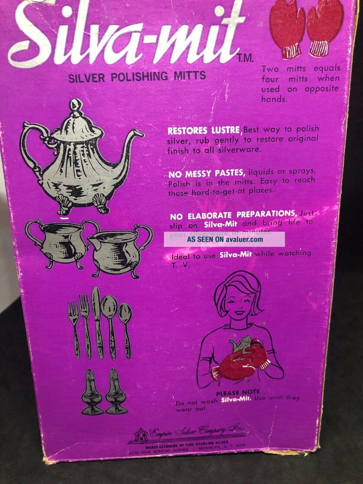 Vtg Silva Mitt Cleaning Polishing Cloth Empire Silver Company Inc Glove ...