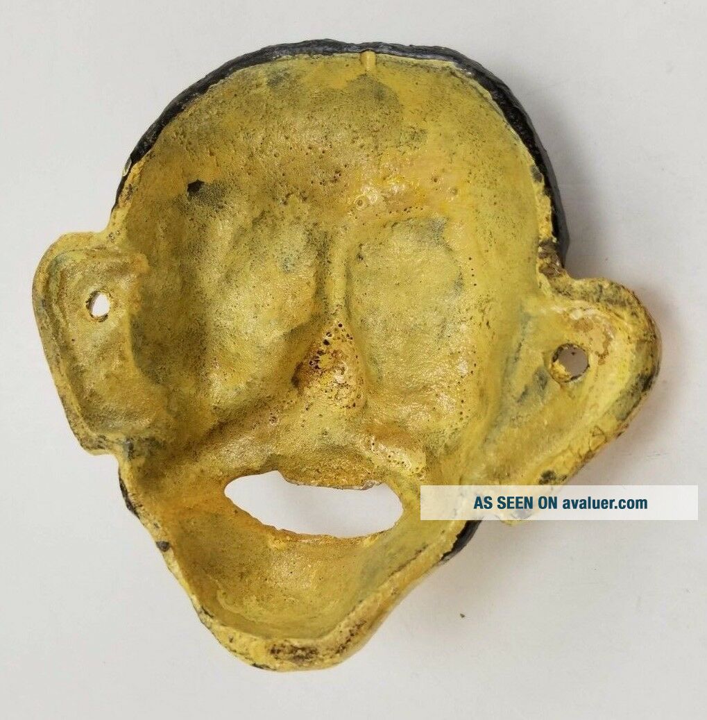 CAST IRON CIRCUS FACE BOTTLE OPENER FOUR EYES 4 EYED WITH MUSTACHE ...