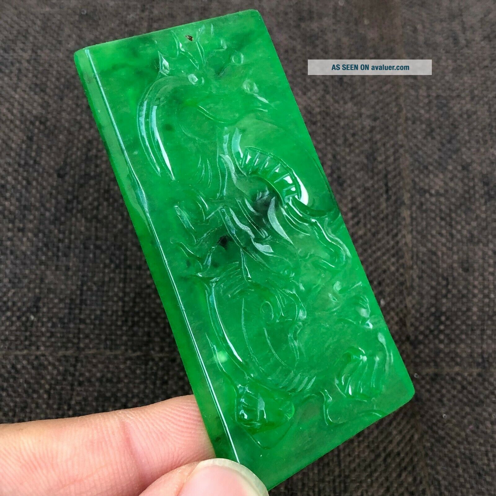 Chinese Handwork Green Jadeite Jade Carve Dragon Plaque Collectible ...