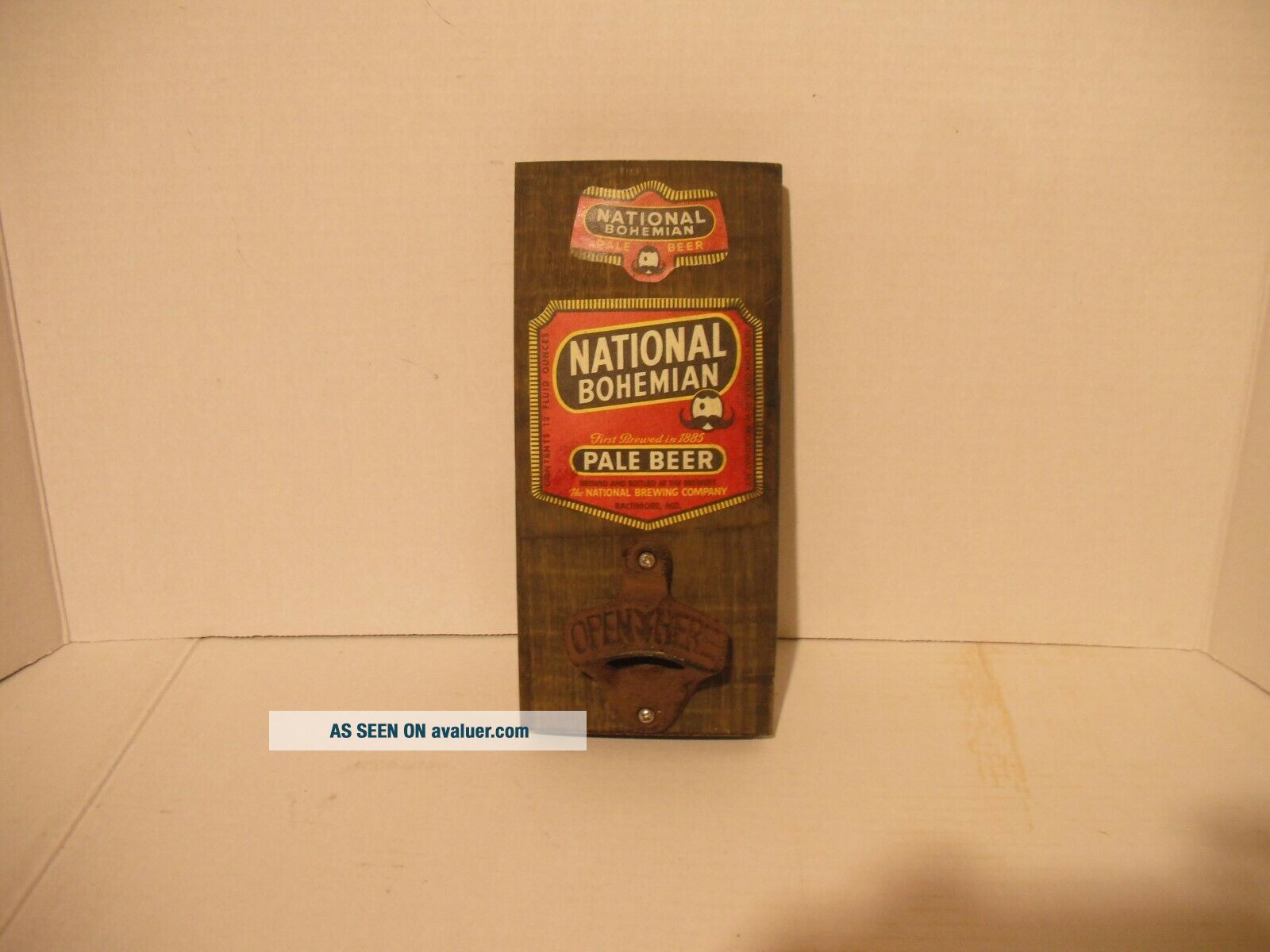 Oak Whiskey Barrel Stave National Bohemian Beer Bottle Opener With NB ...