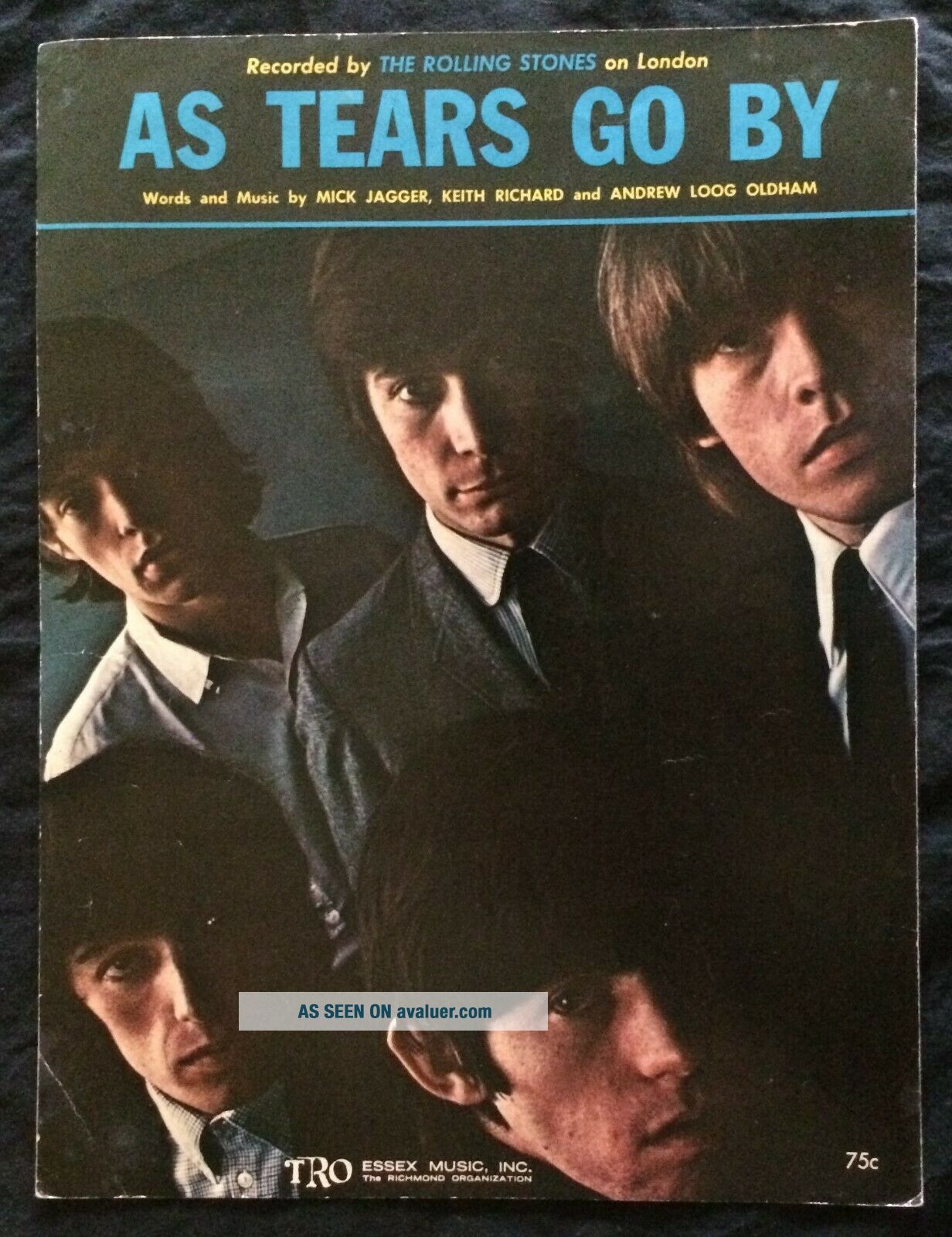 SHEET MUSIC, Rolling Stones, As Tears Go By, USA Printing | #2295063
