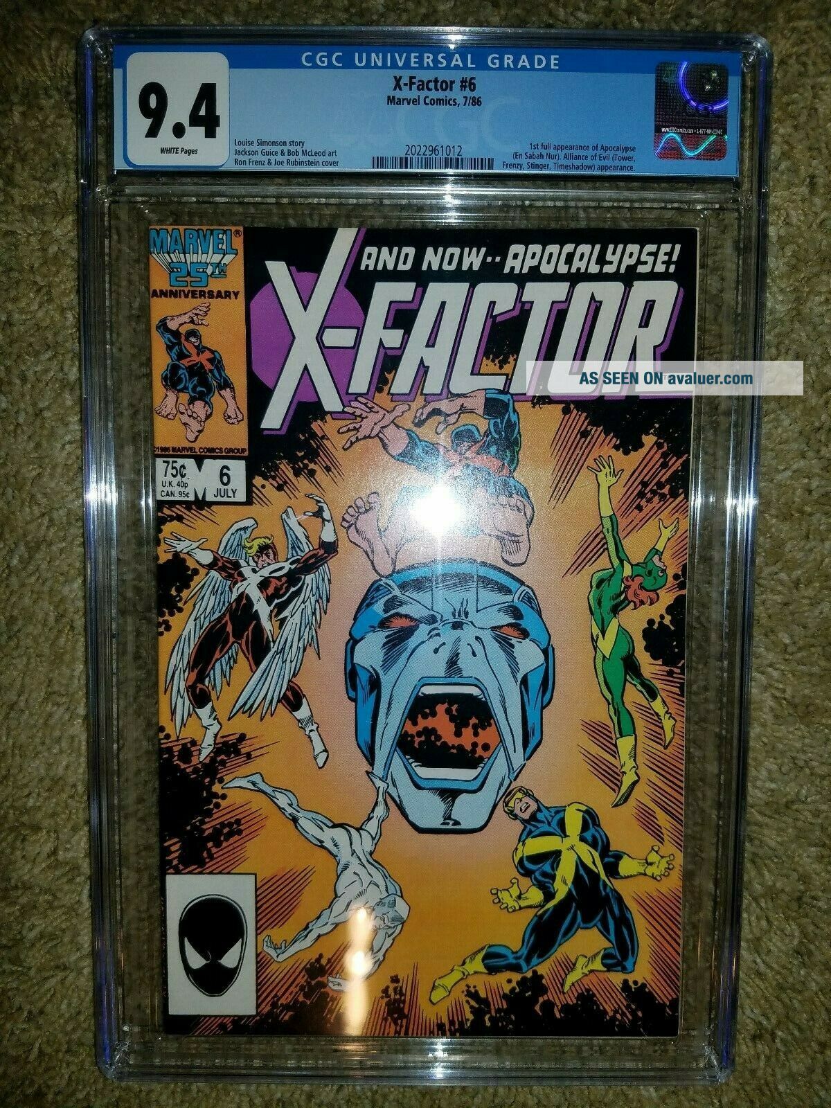 X - Factor 6 CGC 9. 4 Marvel Comics 1st Full Appearance Of Apocalypse ...