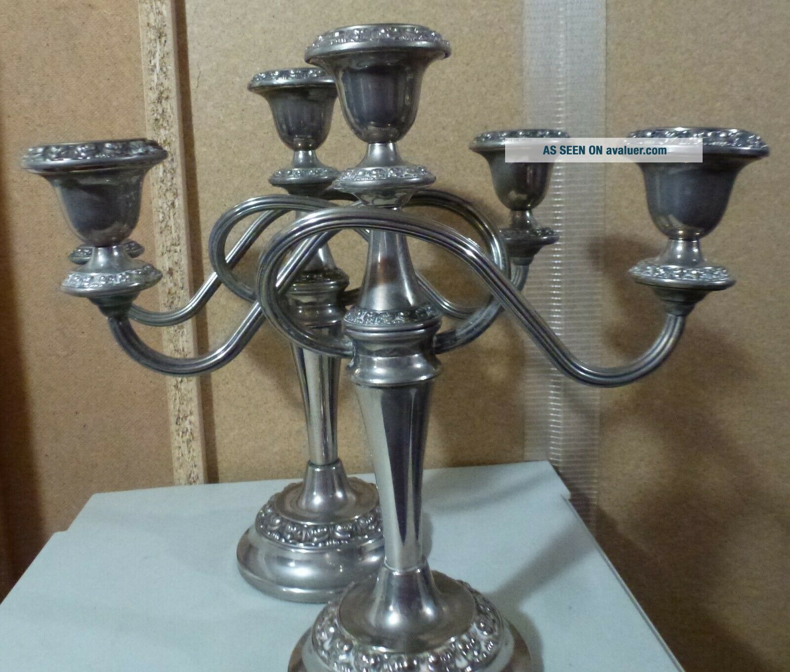 PAIR (2) TALL QUALITY VINTAGE EPNS SILVER PLATE VICTORIAN STYLE ...
