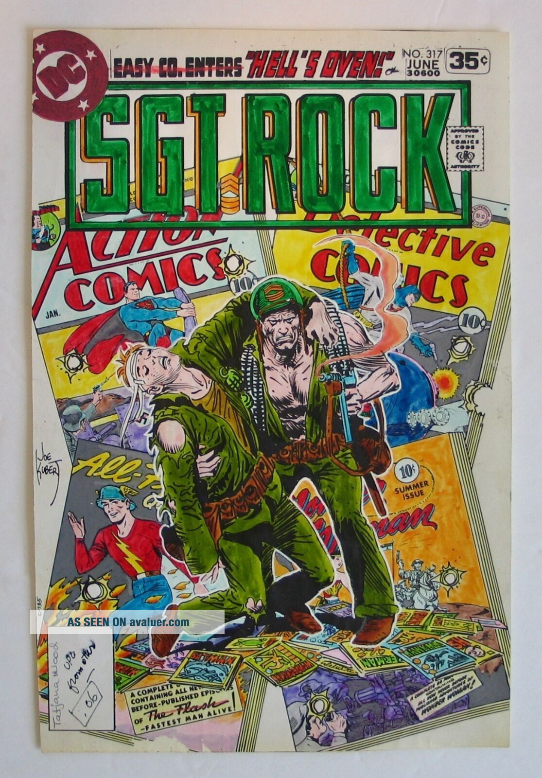 Hand Painted Signed Comic Book Cover Art Color Guide Sergeant Sgt Rock ...