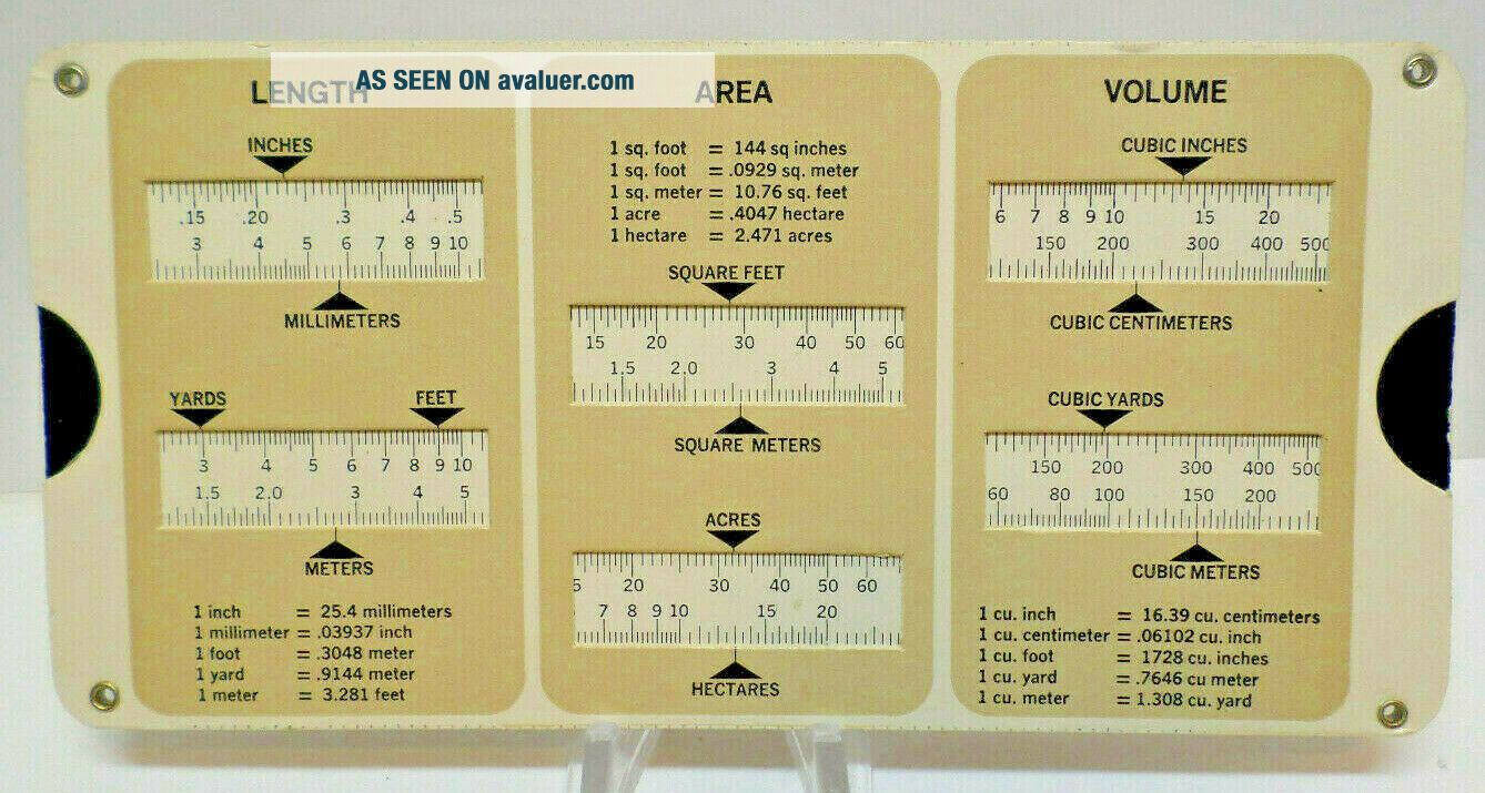 The METRIC CONVERSION SLIDE RULE 1975 Advertisement Converter Chart ...